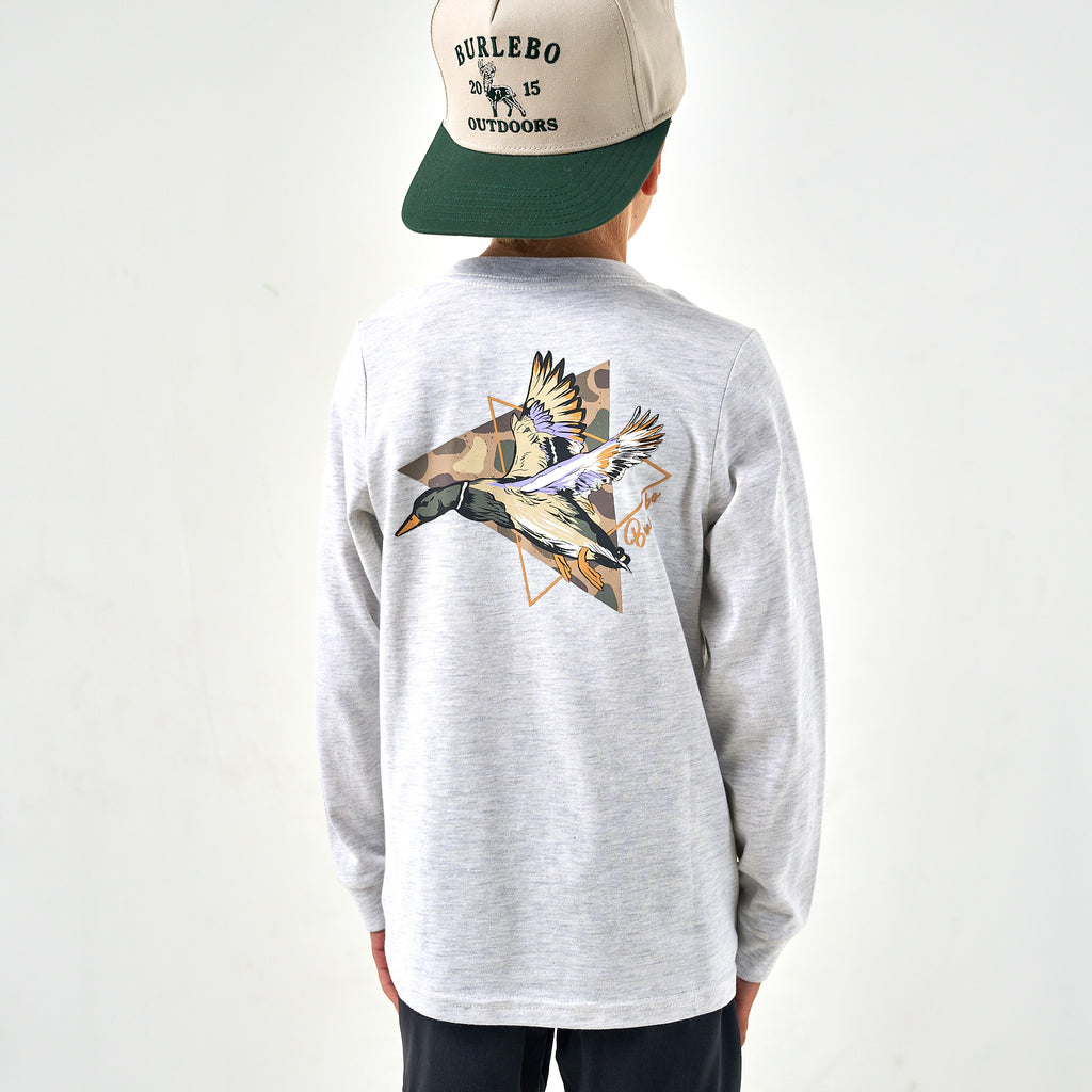 Youth Long Sleeve Tee - Pintail Triangle Duck - Ash Grey – BURLEBO