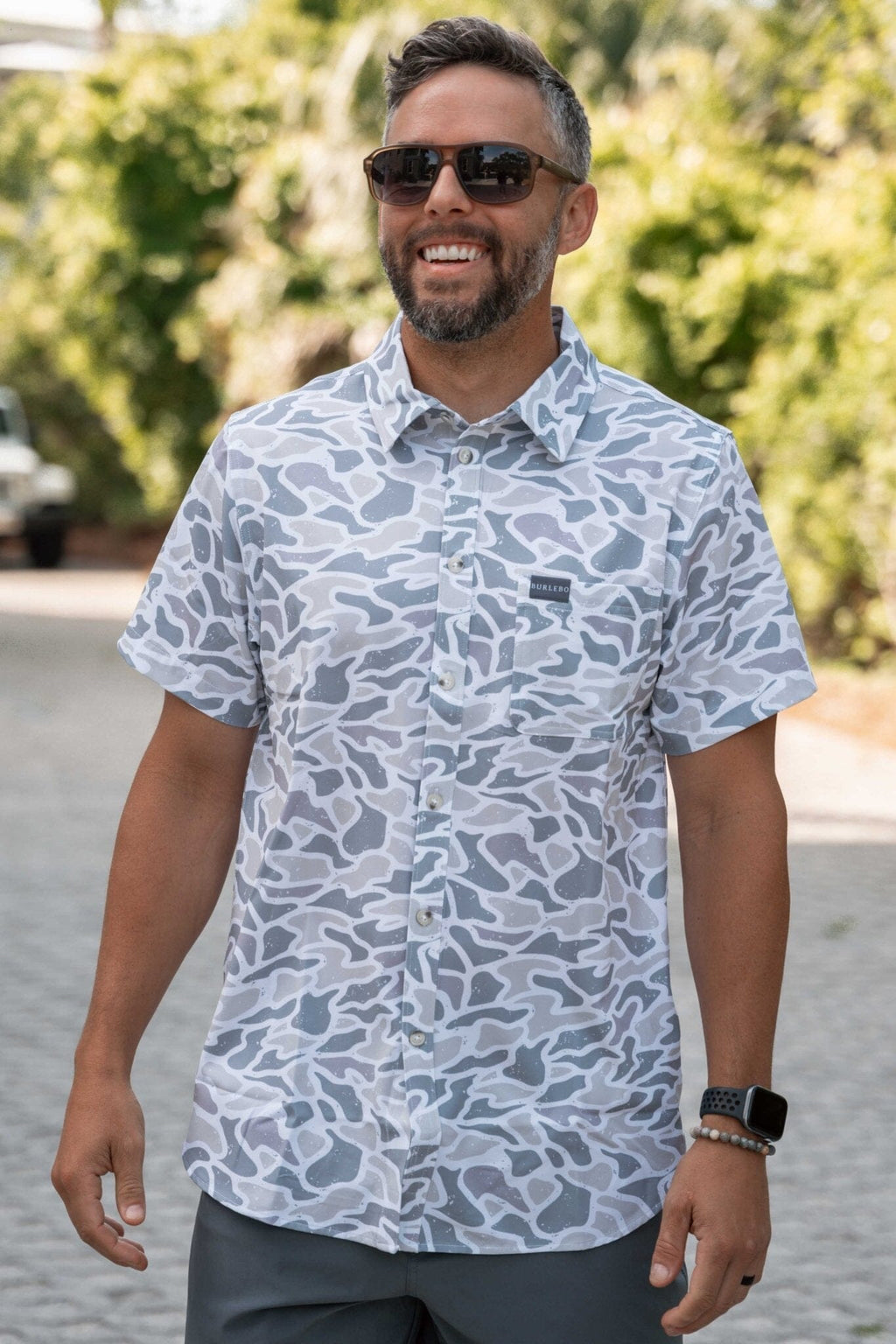 Performance Button Up - White Camo – BURLEBO