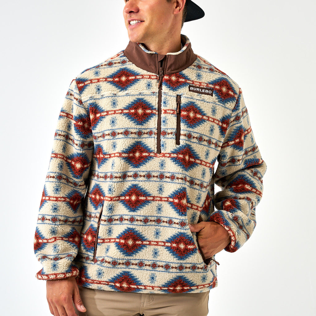 Arizona Aztec Mountain Fleece Sherpa Quarter Zip | BURLEBO