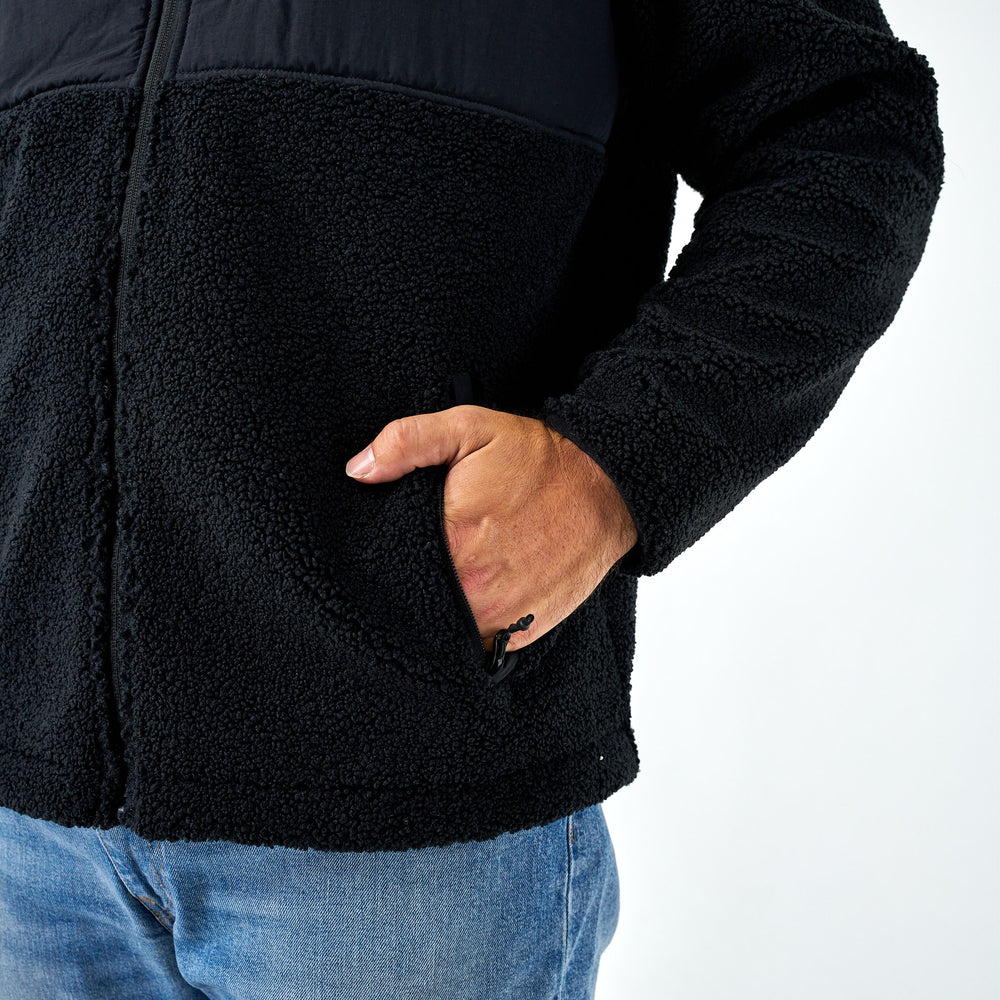 Black Full Zip Sherpa Jacket | BURLEBO