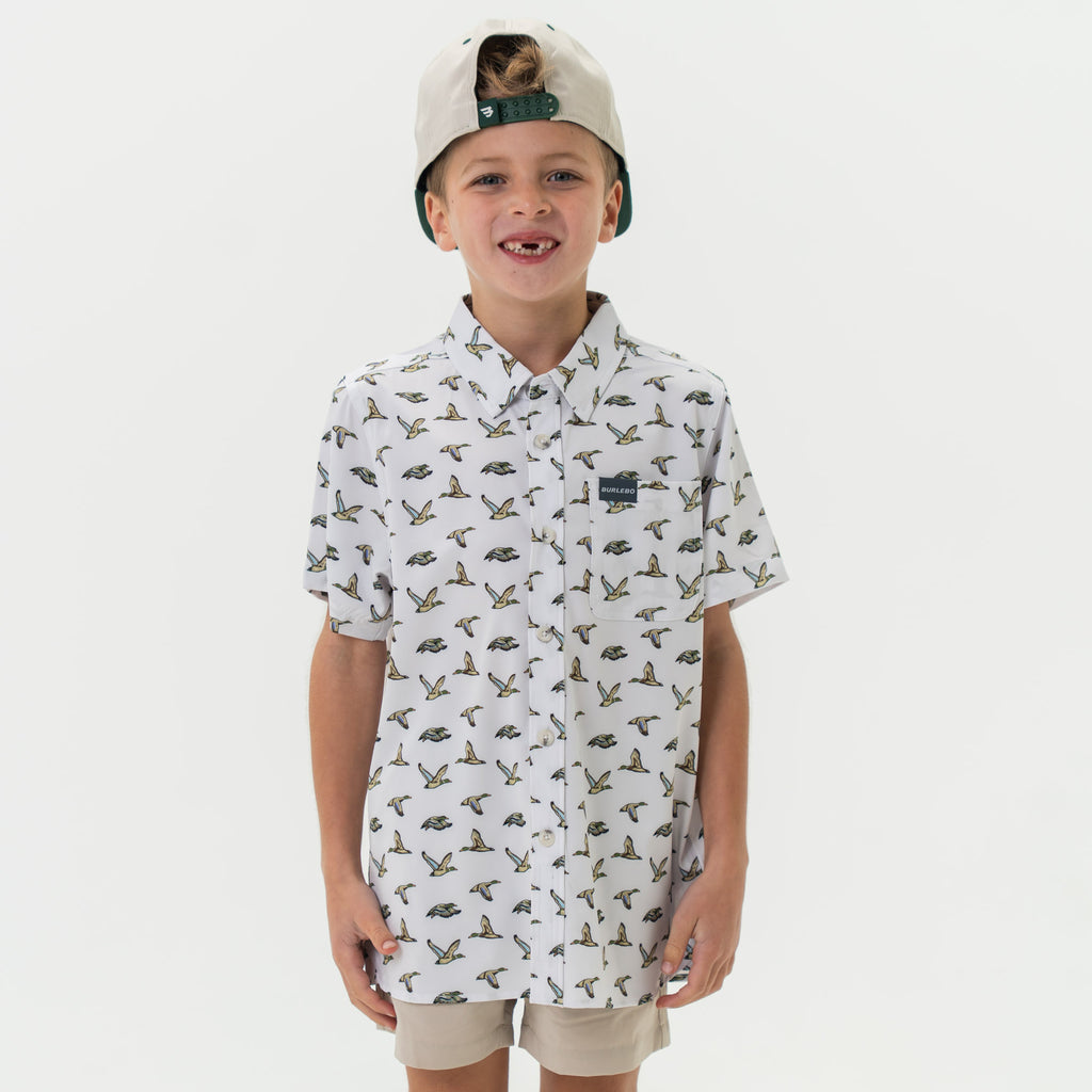 Youth Flying Mallard Ducks Performance Button-Up | BURLEBO