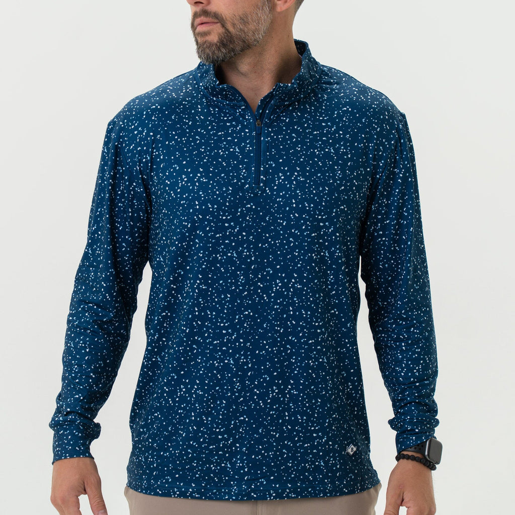 Navy Speckled Performance Quarter Zip | BURLEBO