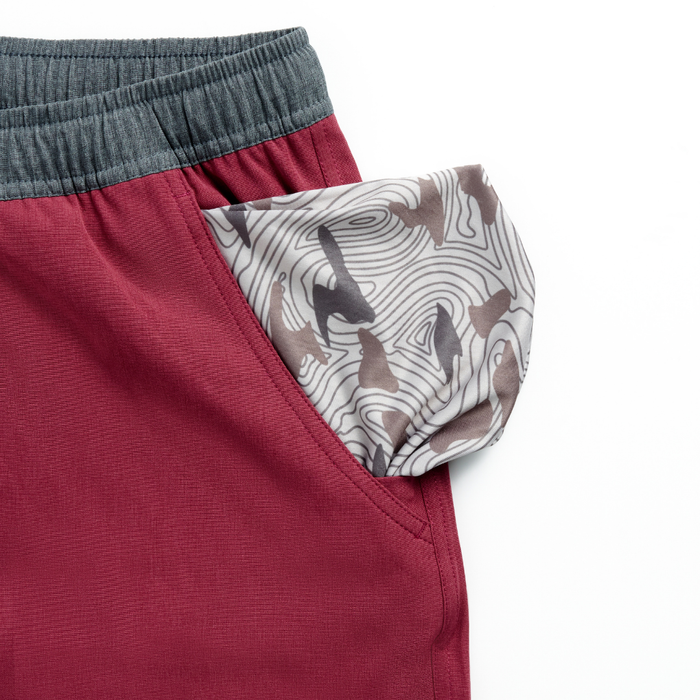 Youth Athletic Short | Cardinal Camo Liner | BURLEBO
