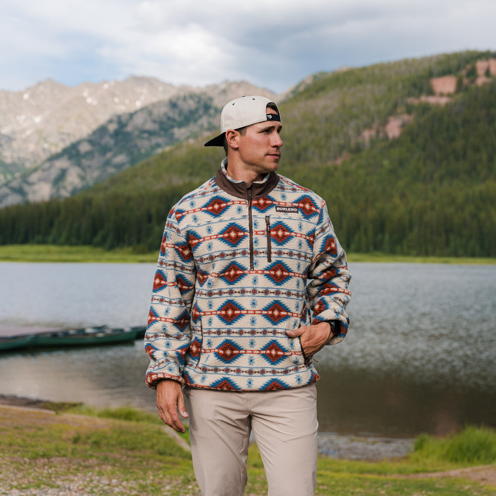 Arizona Aztec Mountain Fleece Sherpa Quarter Zip | BURLEBO