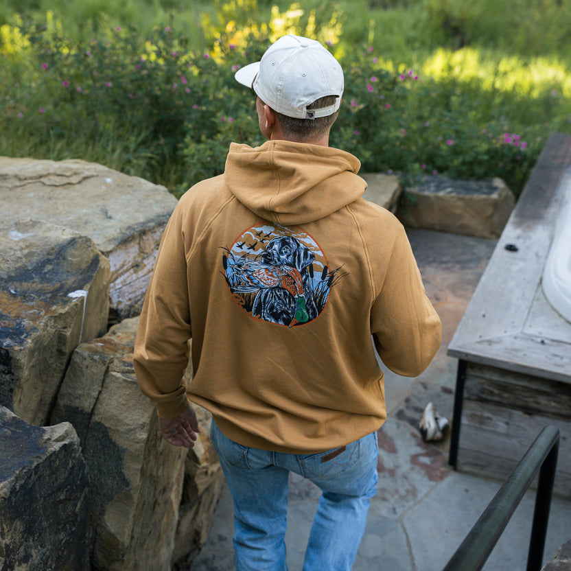 Duck And Dog Fleece Hoodie – Light Brown | BURLEBO