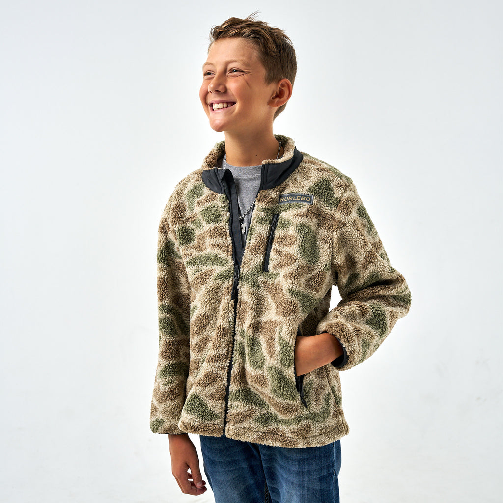 Youth Sherpa - Full Zip Jacket - Alpine Camo – BURLEBO