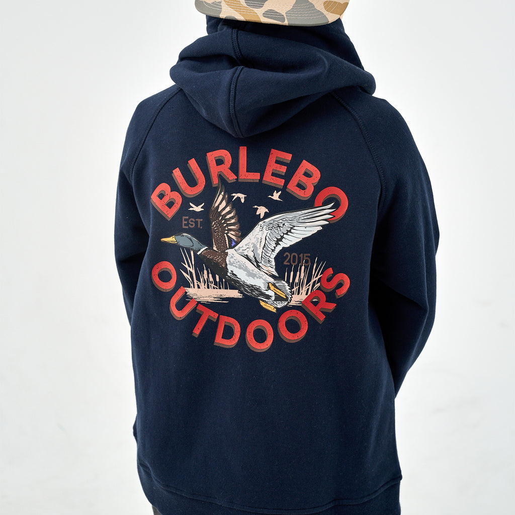 Youth Old School Duck Hunt Fleece Hoodie – Navy | BURLEBO