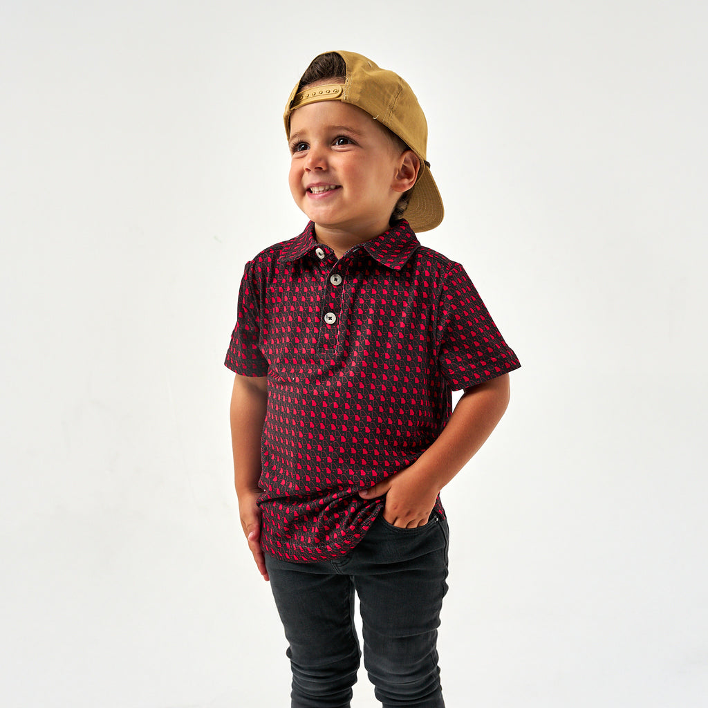 Youth Georgia Polo - Black & Red | BURLEBO