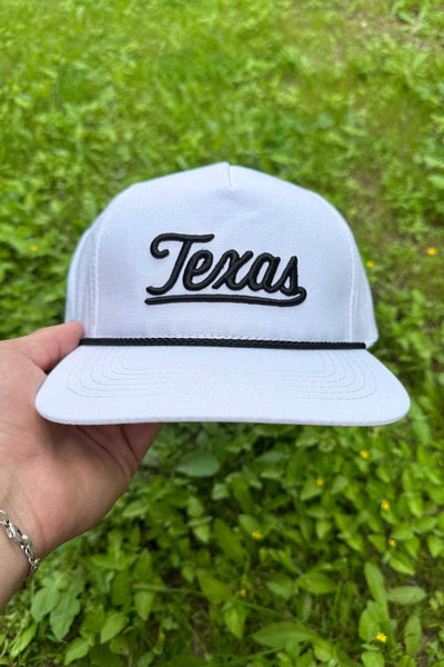 Cap - Texas Script - WHITE – BURLEBO